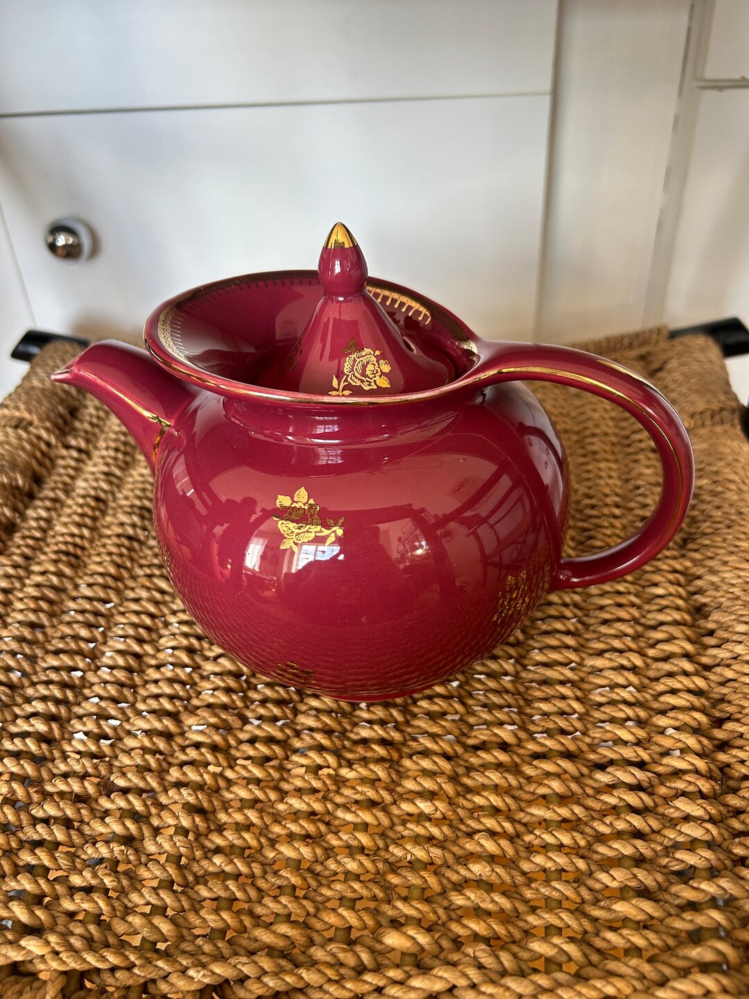 Vintage Hall USA Made Maroon Ceramic Teapot - Etsy