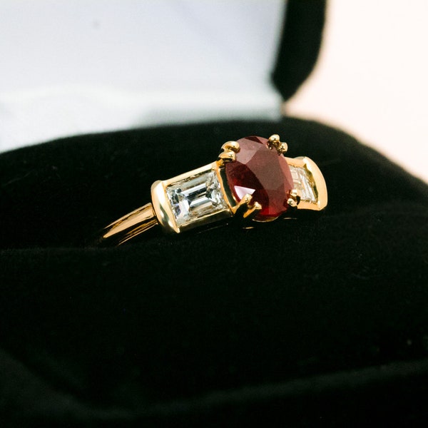 Modern Ruby Ring - Etsy