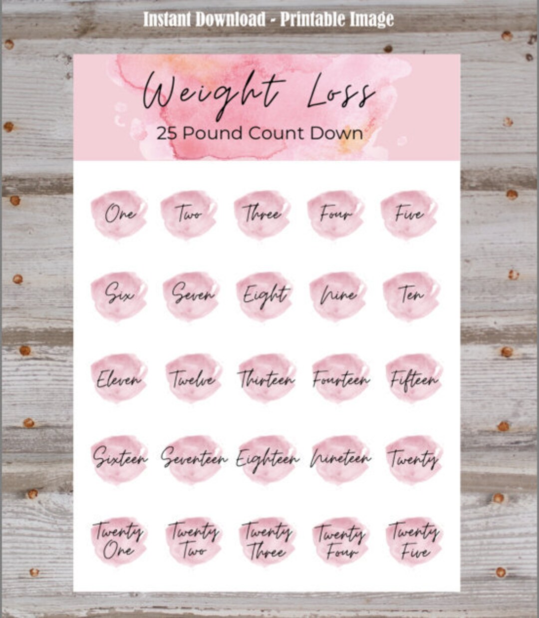 Weight Loss Tracker | 25 Pound Count Down | Weightloss Journal ...