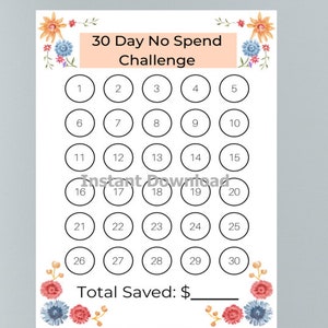 30 Day No Spend Challenge | Savings Tracker| Money Saving Challenge ...