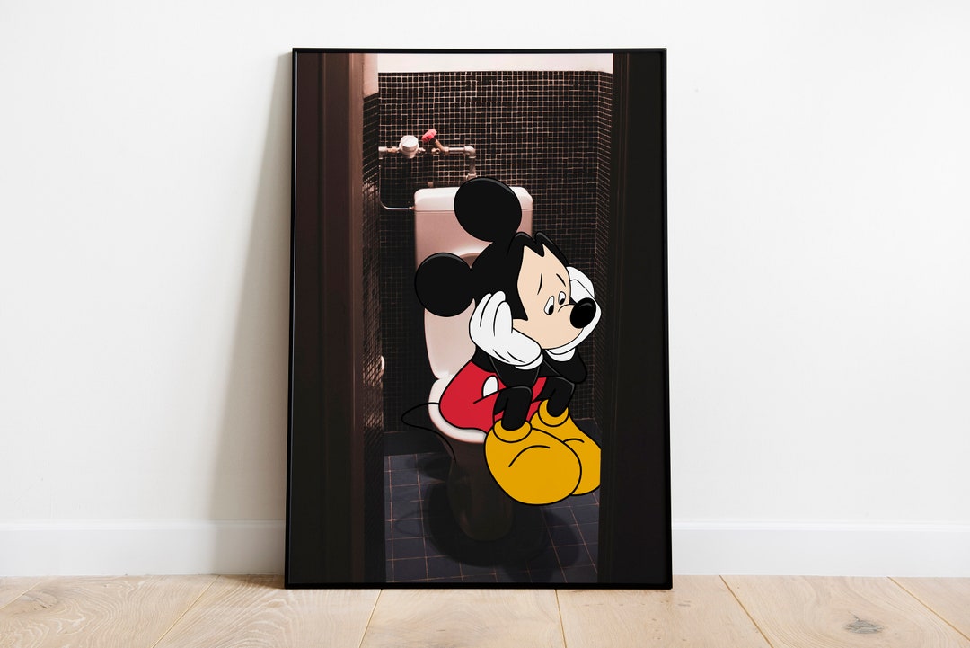 Mickey Mouse Sitting on a Toilet Instant Download Bathroom - Etsy