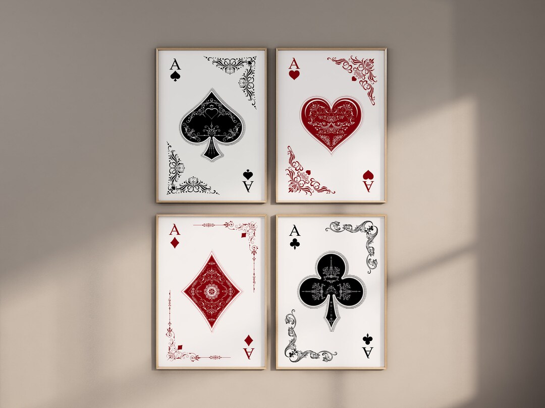 Set of 4 Ace Card Prints Retro Ace Card Posters Living Room - Etsy