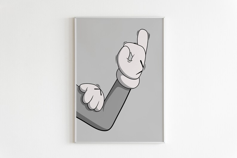 Kaws Middle Finger Pop Art Illustration Digital Kaws Wall - Etsy