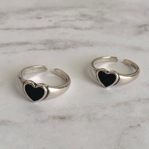 Matching Friendship Couples Heart Ring Set Lover Rings His and - Etsy