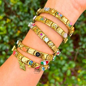 Gold Italian Charm Bracelet, Customized Italy Charms Gold, Personalized ...