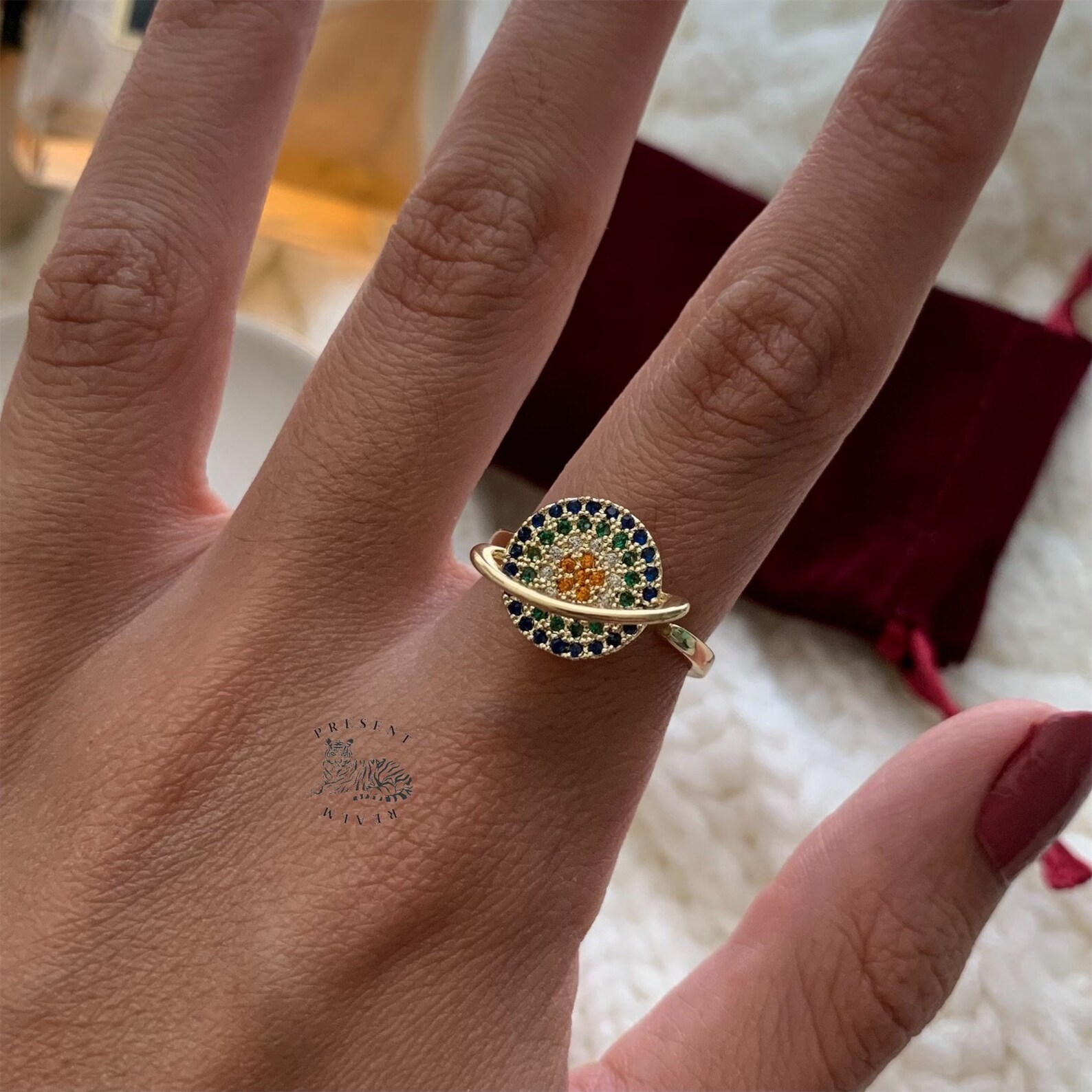 Planet Fidget Ring Rainbow Spinner Ring Anxiety Ring - Etsy