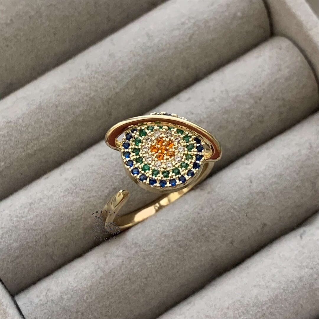 Planet Fidget Ring Rainbow Spinner Ring Anxiety Ring - Etsy