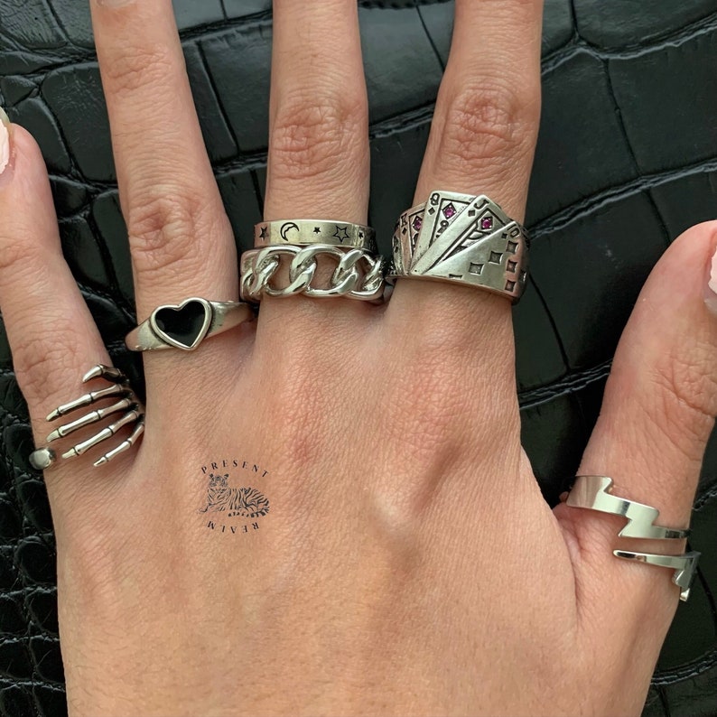 Grunge Ring Set Adjustable Ring Bundle Streetwear Rings - Etsy