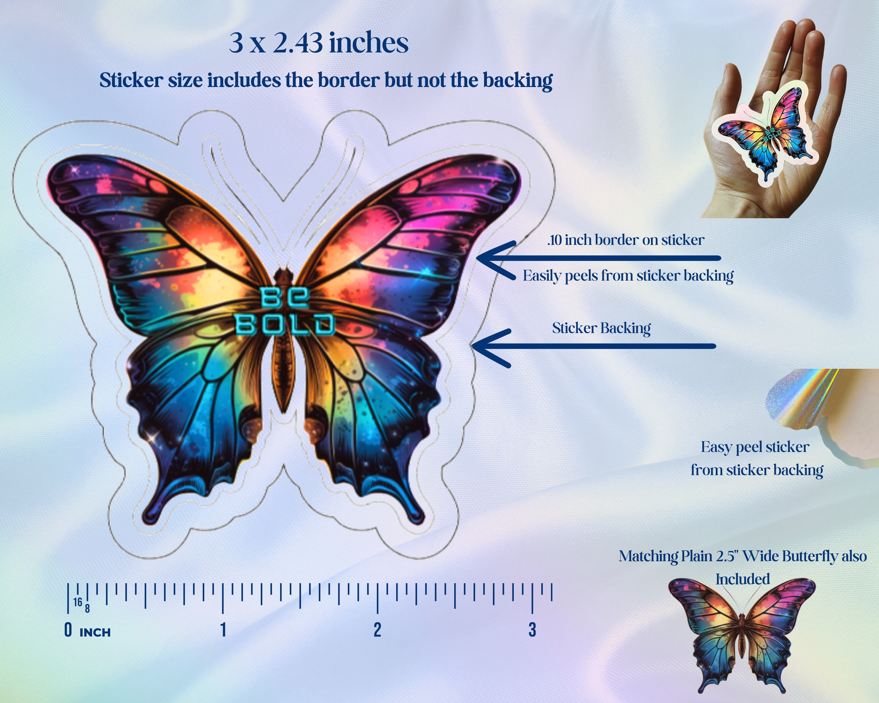 Holographic Motivational Butterfly Stickers. Waterproof. Choose From 6 ...