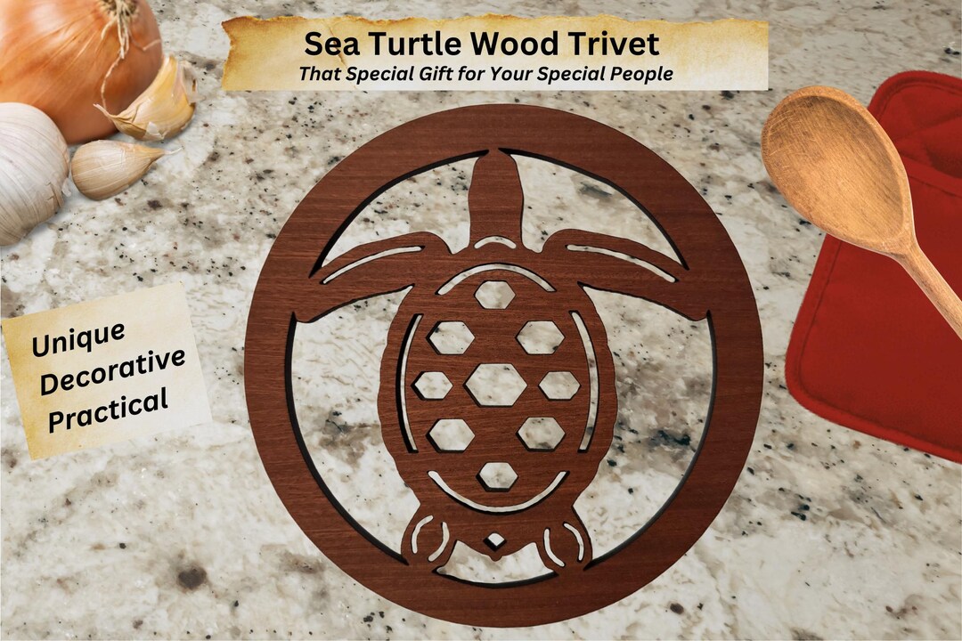Unique Sapele Wood Sea Turtle Trivet for Hot Pots and Pans, Mothers Day ...