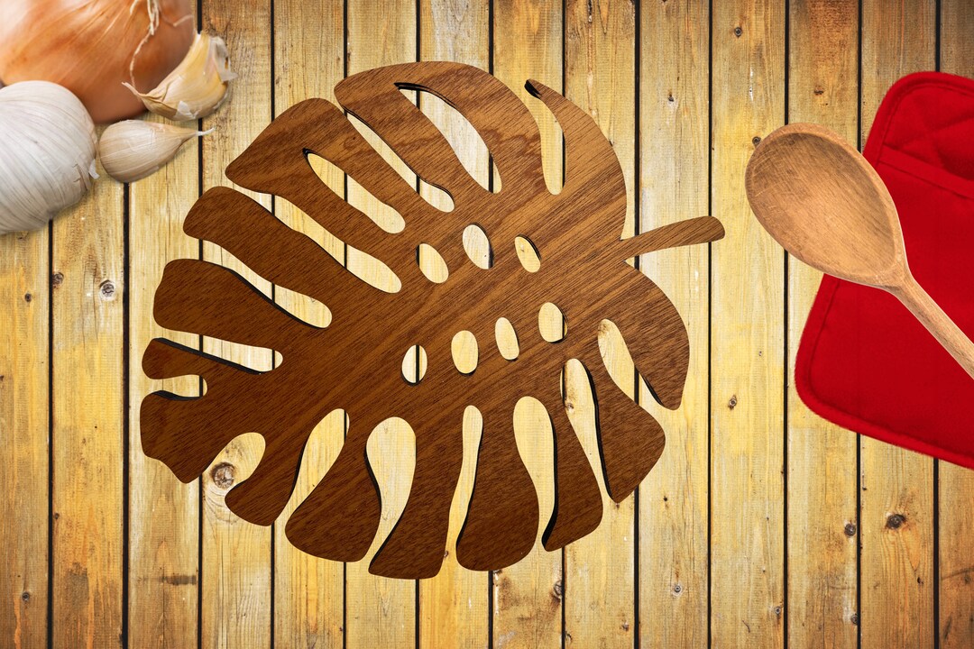 Unique Sapele Wood Monstera Leaf Trivet for Hot Pots and Pans, Mothers ...