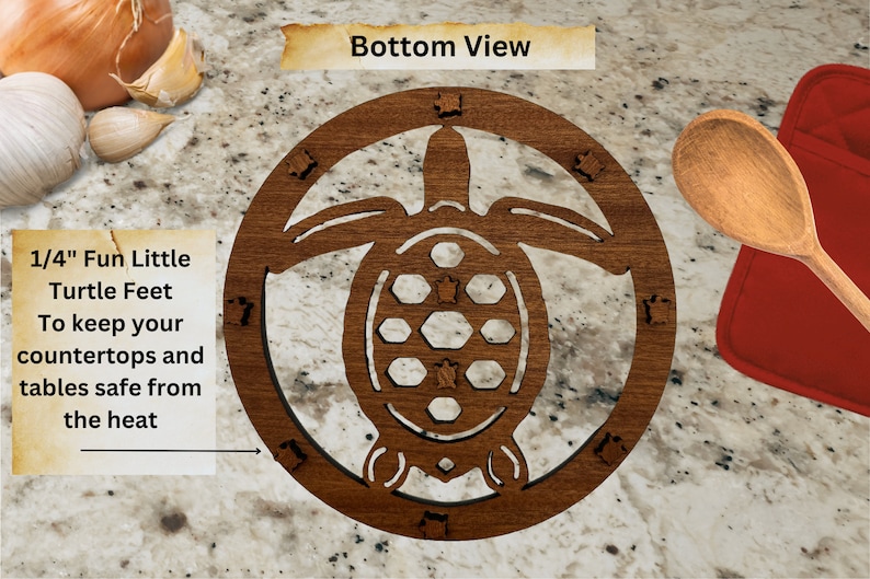 Unique Sapele Wood Sea Turtle Trivet for Hot Pots and Pans, Mothers Day ...