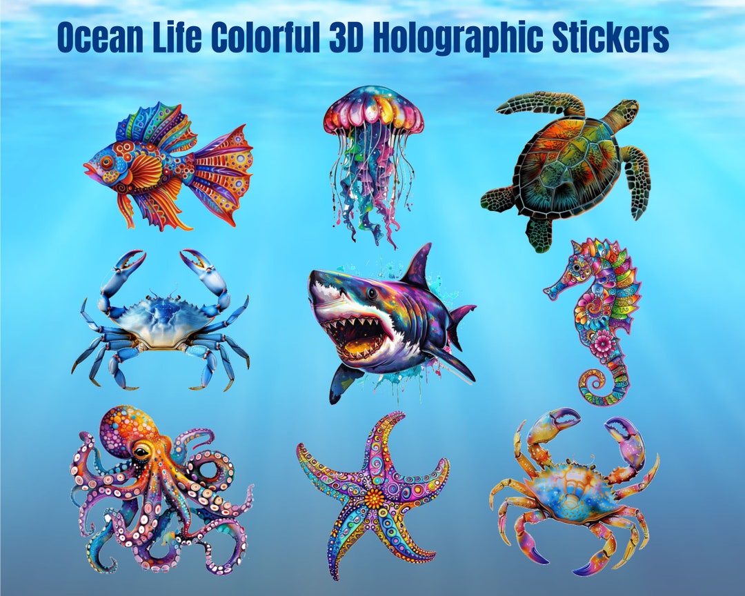 Holographic Ocean Creature Sticker: 3D Water-resistant Vinyl Decal - Etsy