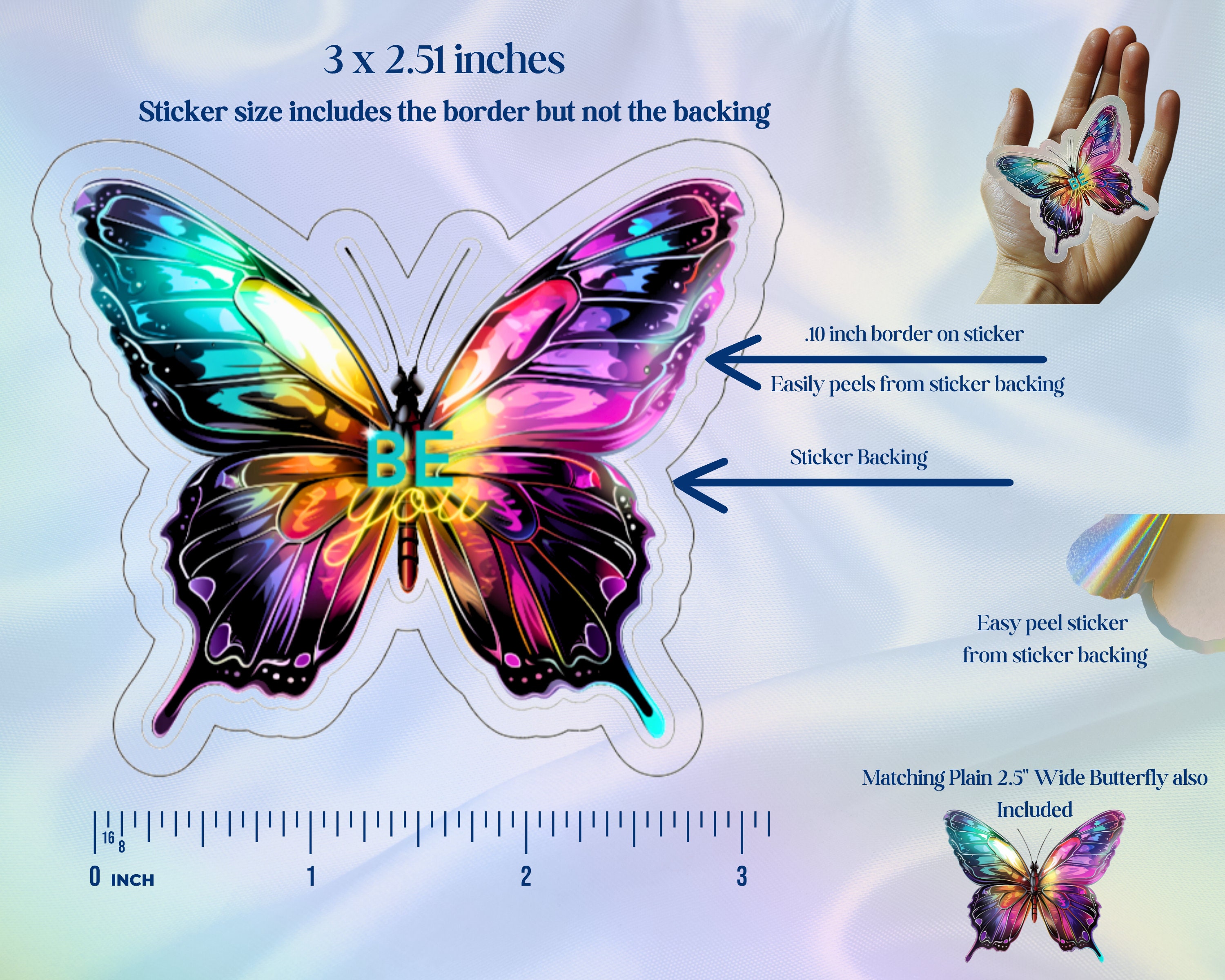 Holographic Motivational Butterfly Stickers. Waterproof. Choose From 6 ...