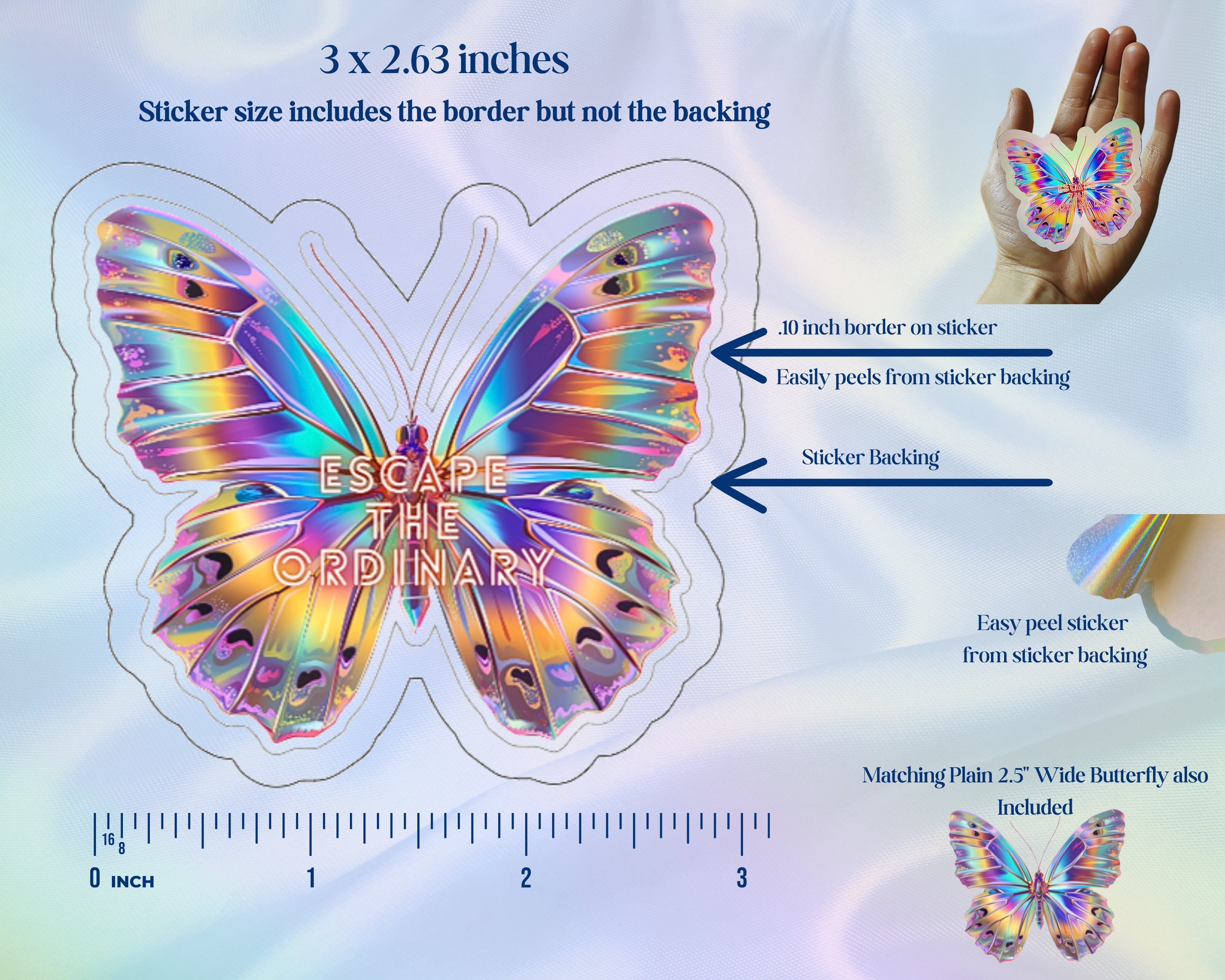 Holographic Motivational Butterfly Stickers. Waterproof. Choose From 6 ...