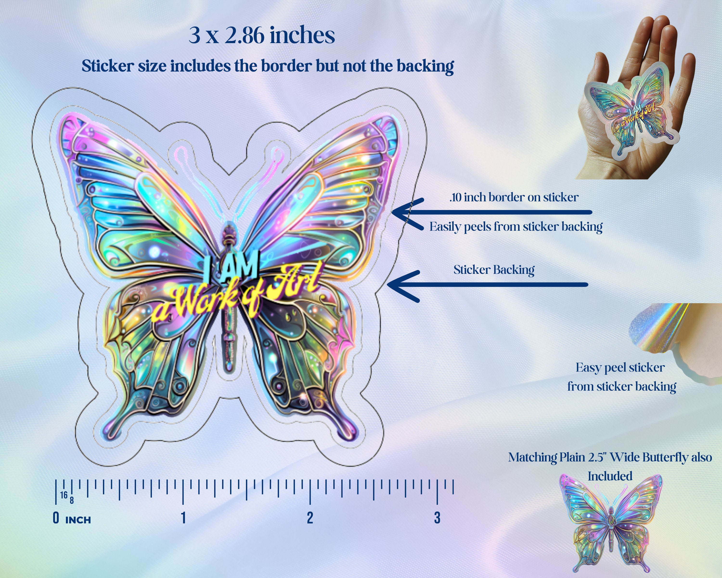 Holographic Motivational Butterfly Stickers. Waterproof. Choose From 6 ...