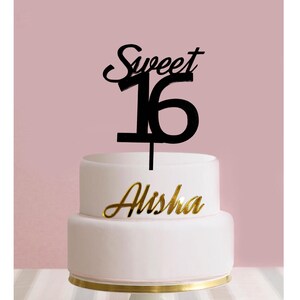 Personalized Sweet 16 Topper With Name Charm Set / Custom Name Cake ...