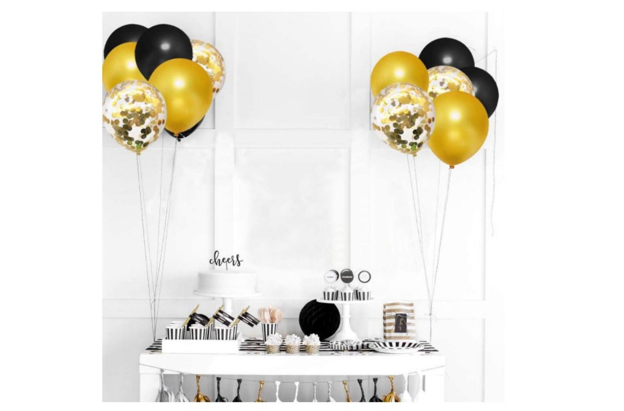 Black and Gold Metallic Chrome & Gold Confetti - Etsy