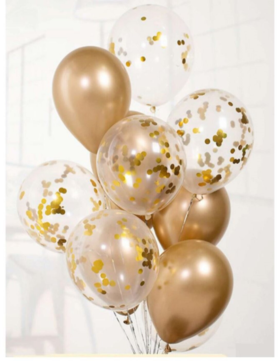 Gold Metallic Chrome & Gold Confetti Balloons / Bridal Decorations ...