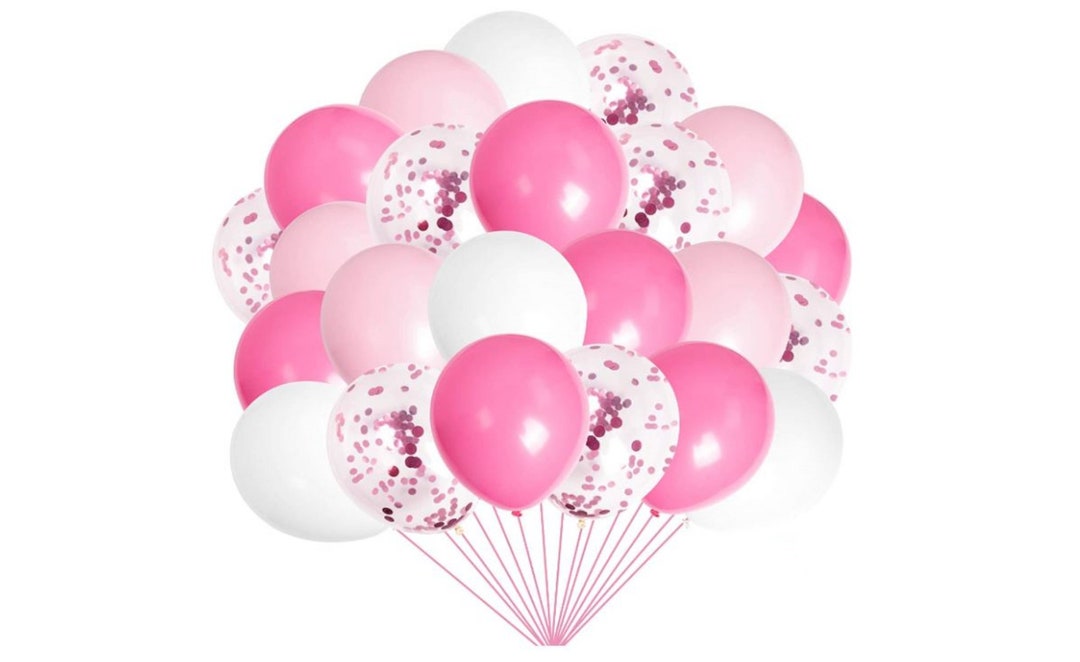 20 Pcs Pink Confetti Balloons/hot Pink Light Pink White and Pink ...