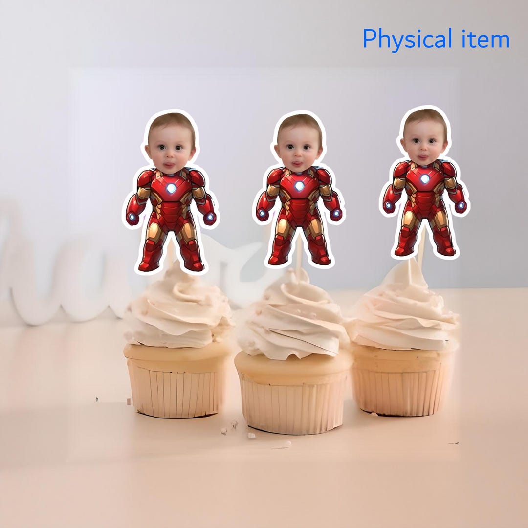 Personalized Iron Man Face Cupcake Toppers/ Superhero Avengers Inspired ...