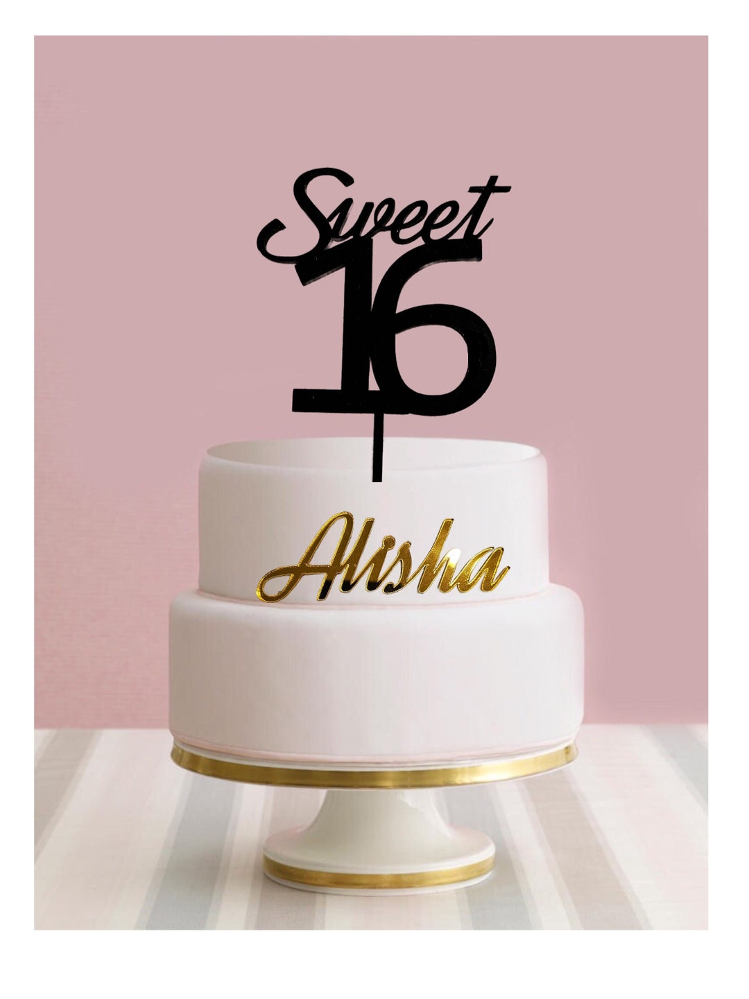 Personalized Sweet 16 Topper With Name Charm Set / Custom Name Cake ...