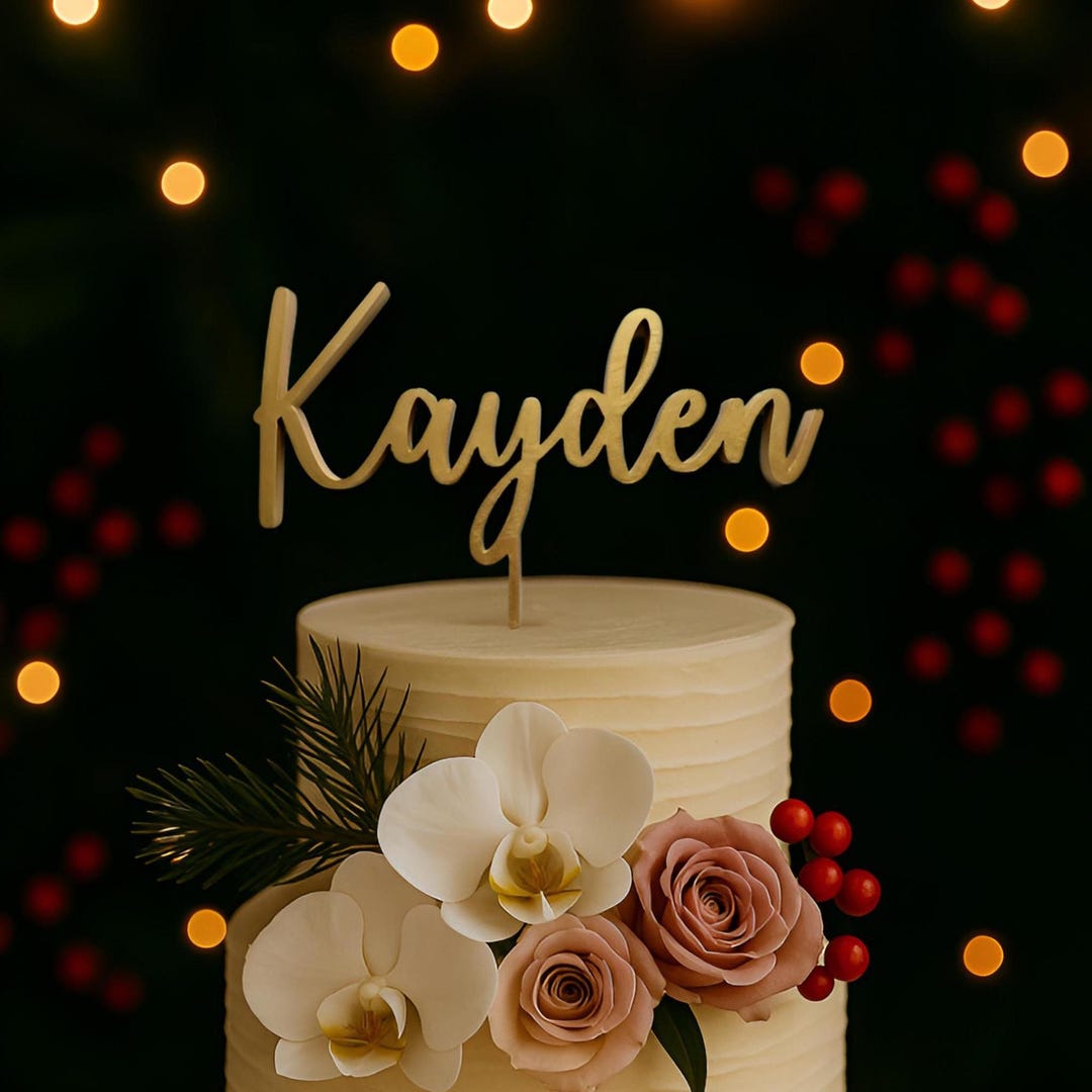 Custom Name Cake Topper, Gold Mirror Acrylic, First Birthday - Etsy