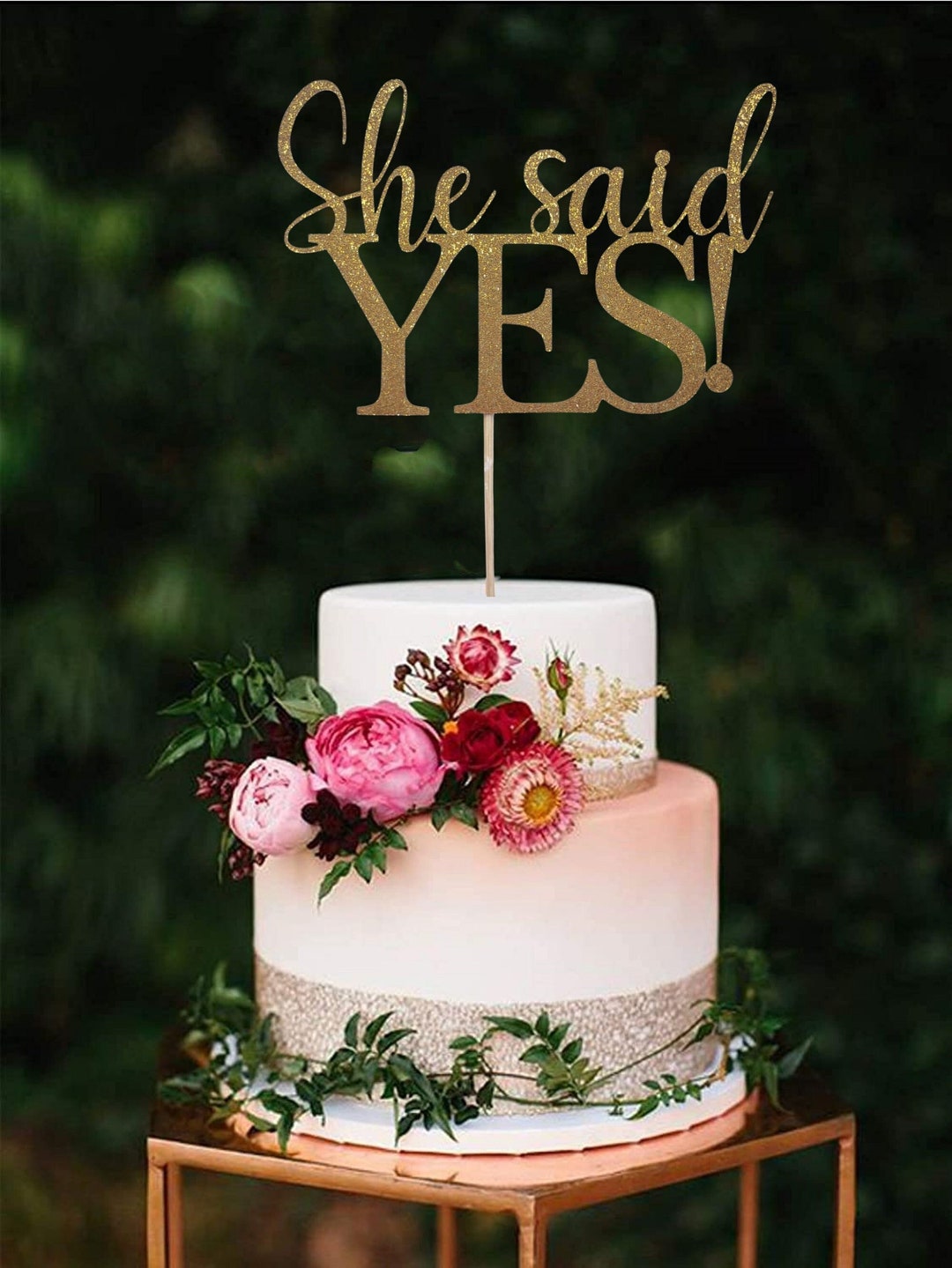 She Said Yes Cake Topper/ Engagement Party, Bridal Shower/glitter Cake ...