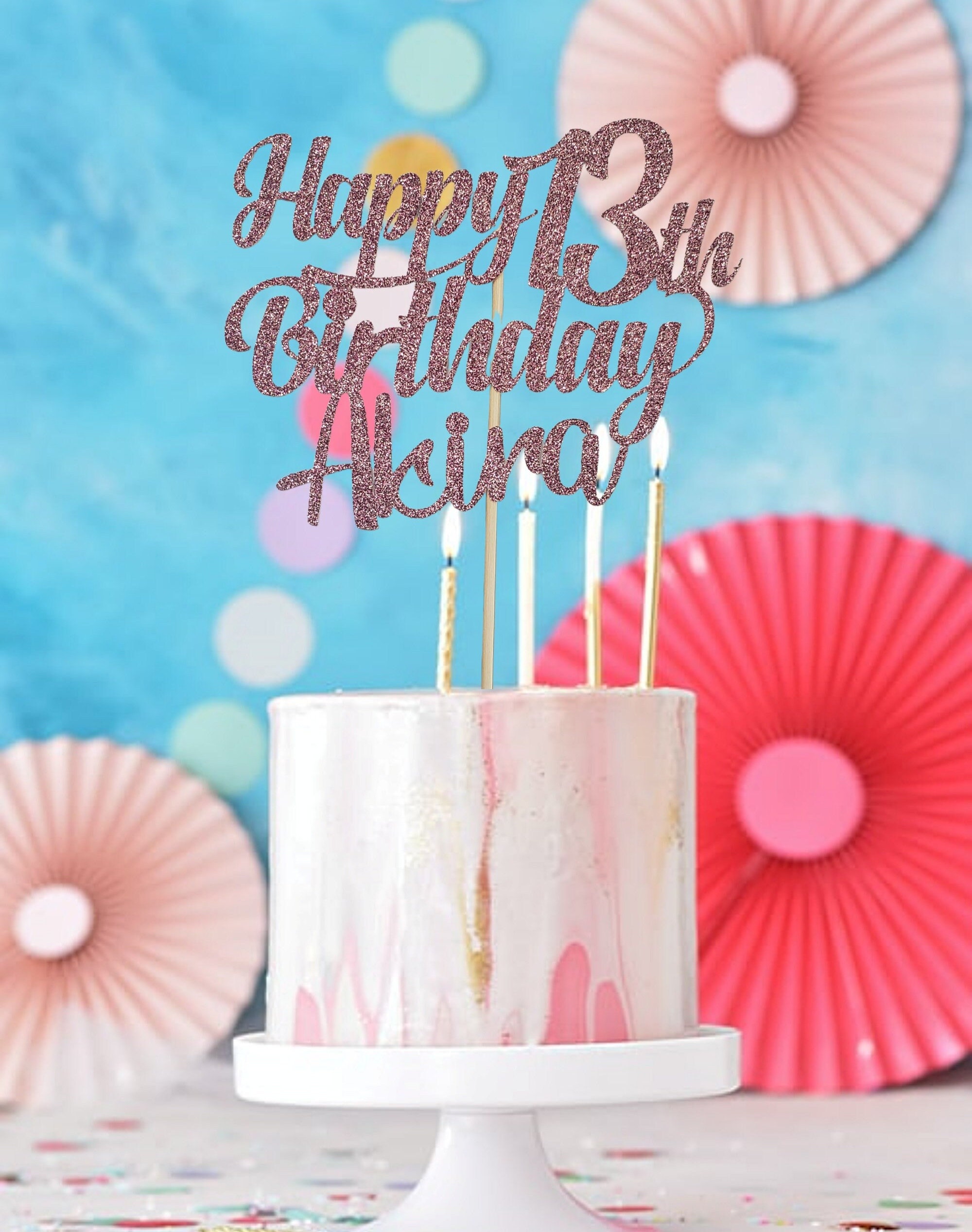 Personalized Happy Birthday Cake Topper/Glitter Personalized | Etsy