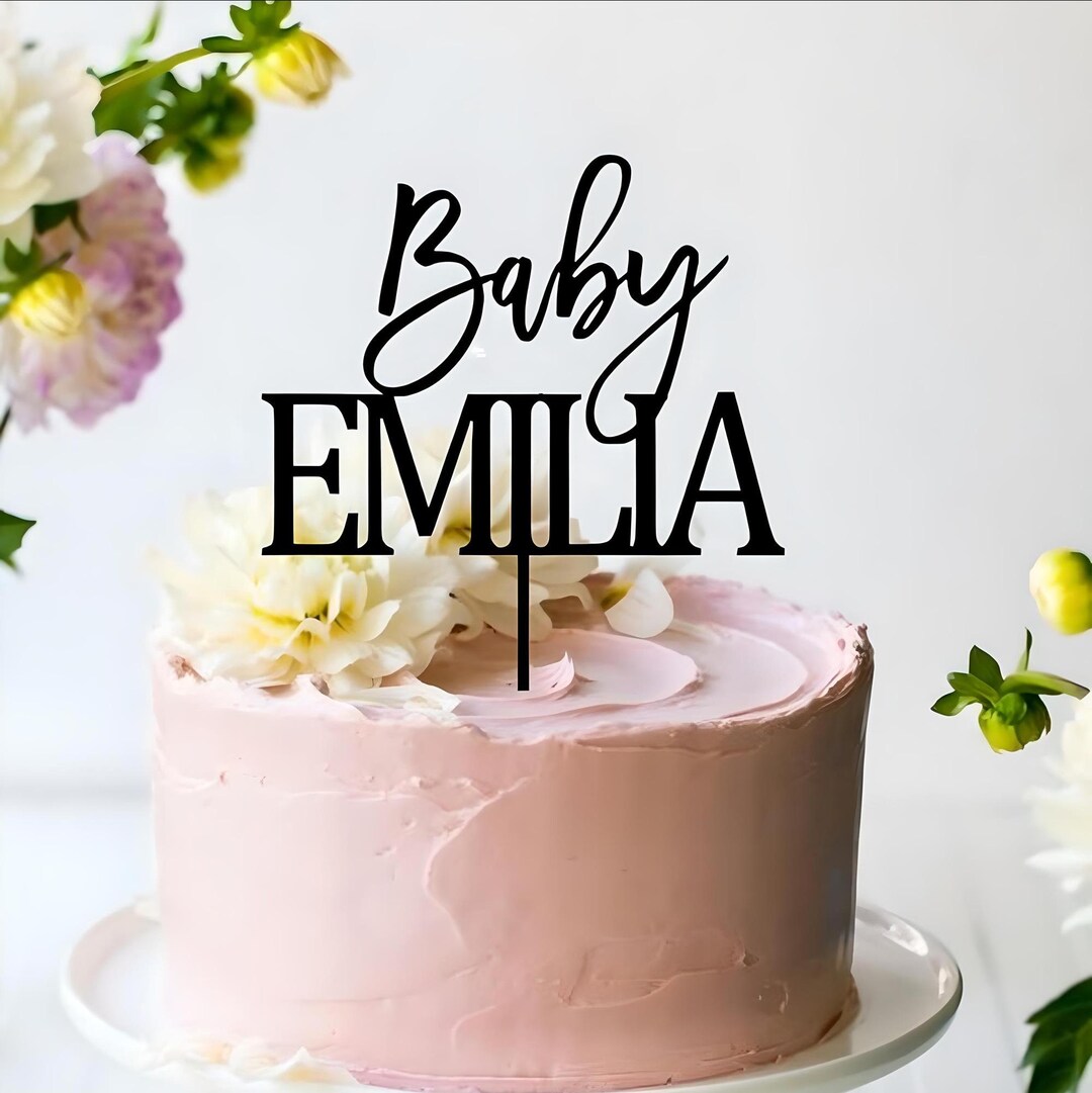 Baby Shower Cake Topper / Personalized Baby Name Birthday Cake Topper ...