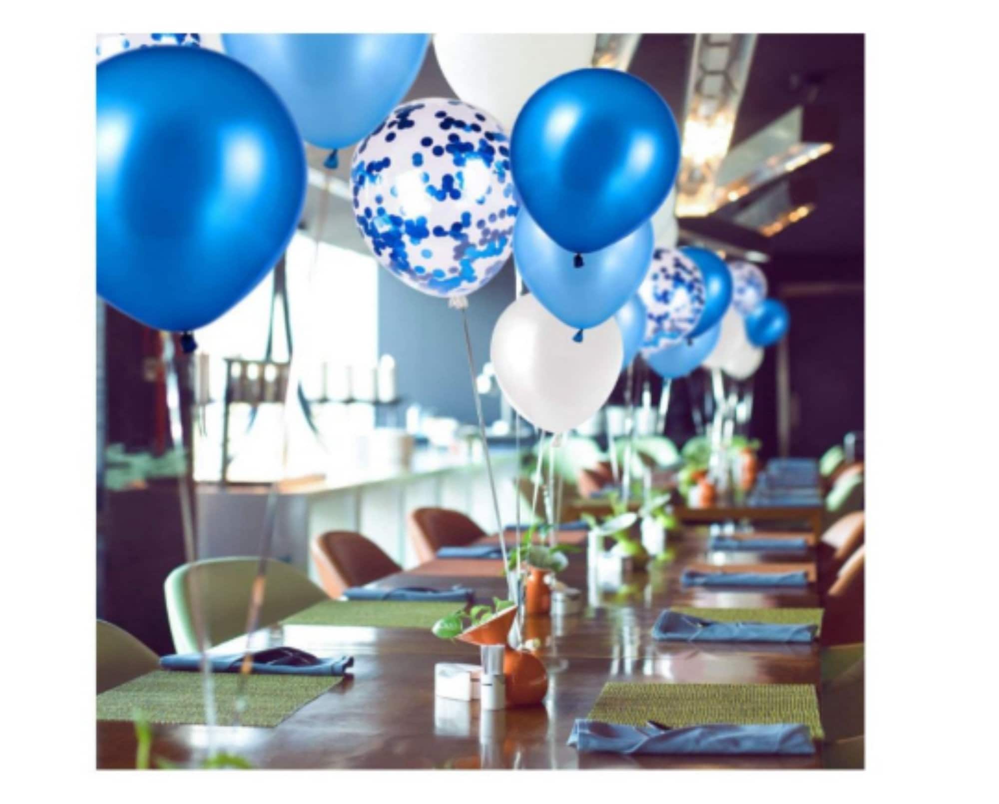 Royal Blue Confetti Latex Balloons / Blue Light Blue and - Etsy