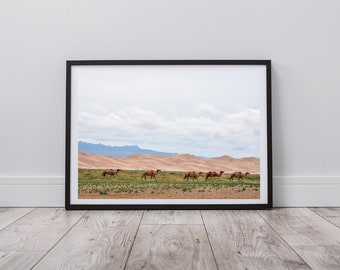 Camels in the Desert Digital Download, Landscape Art, Sunset Landscape ...