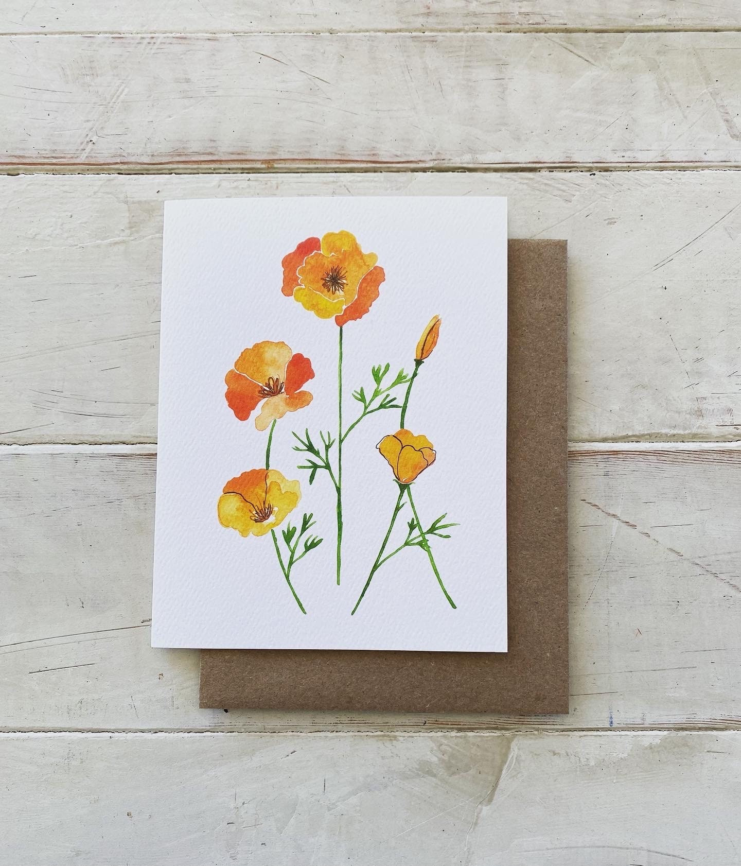 California Poppies Greeting Card Bundle & Sticker - Etsy