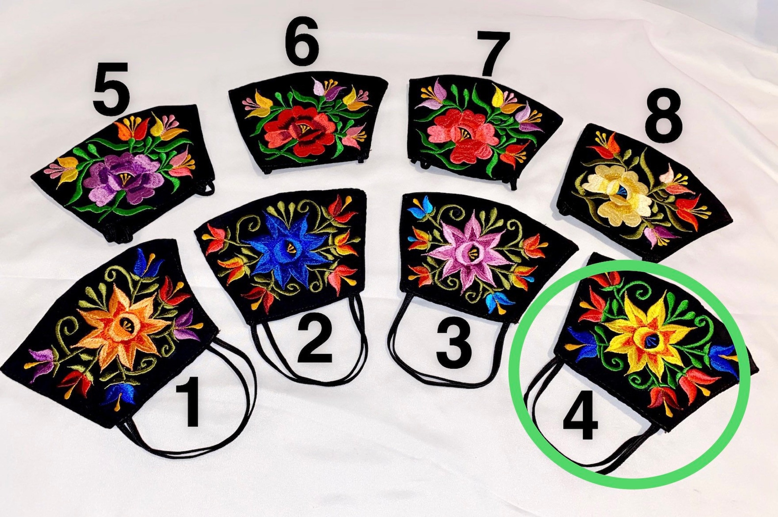 Embroidered Face Mask Black Double Layer Elastic Ear Loop Hand ...