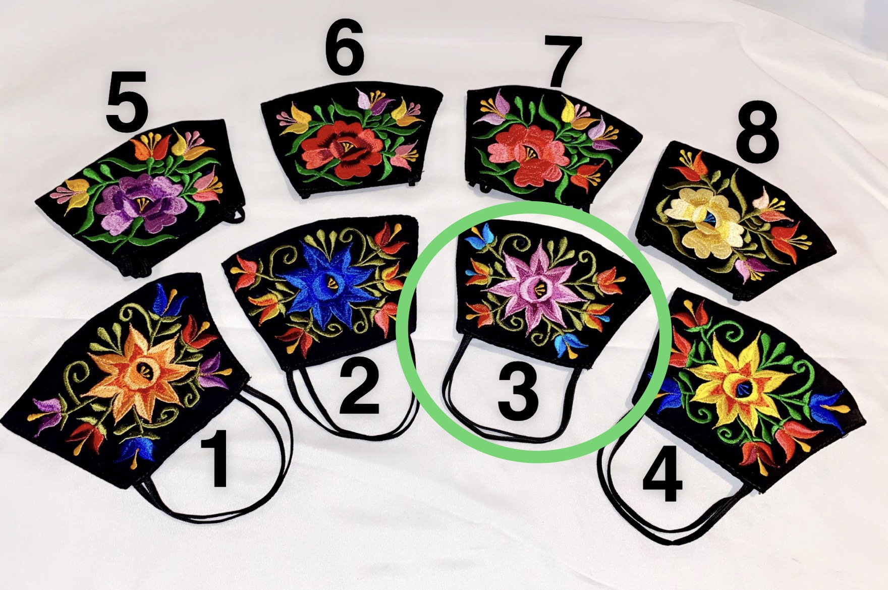 Embroidered Face Mask Black Double Layer Elastic Ear Loop Hand ...