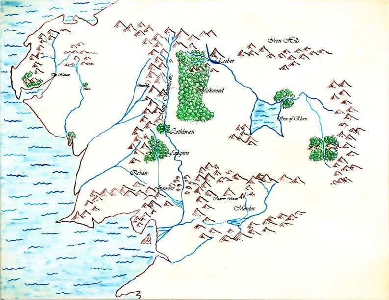 CUSTOM Fantasy Map- Three Color, Aged - Etsy