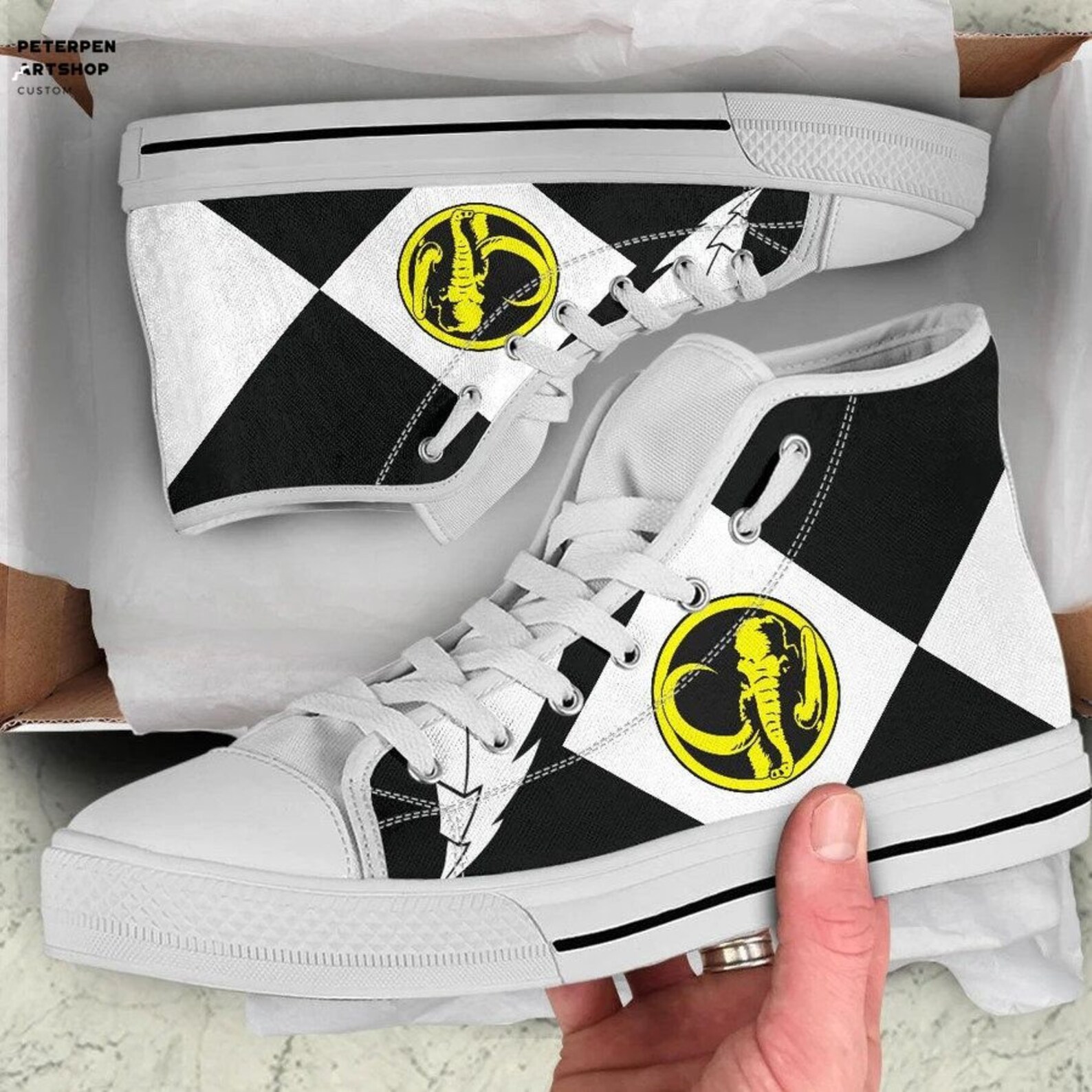 Power Rangers Black Hightop Canvas Shoes Superman Movie Custom | Etsy