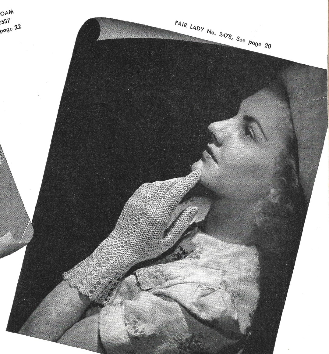 Beautiful Elegant Crochet Gloves, Vintage Pattern From 1940's, PDF ...