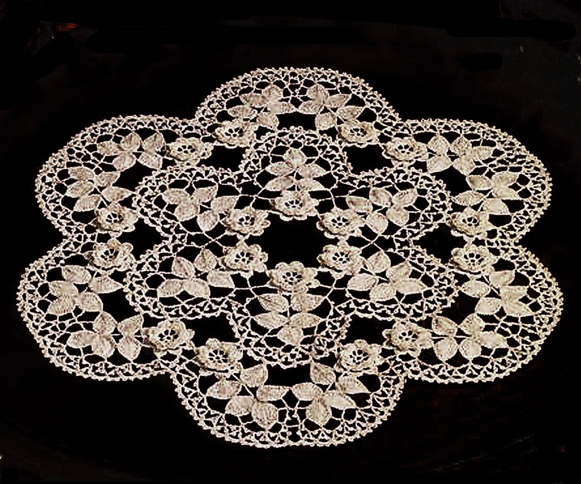 Irish Crochet Rose Doily, High Quality PDF Pattern Download, Row by Row ...