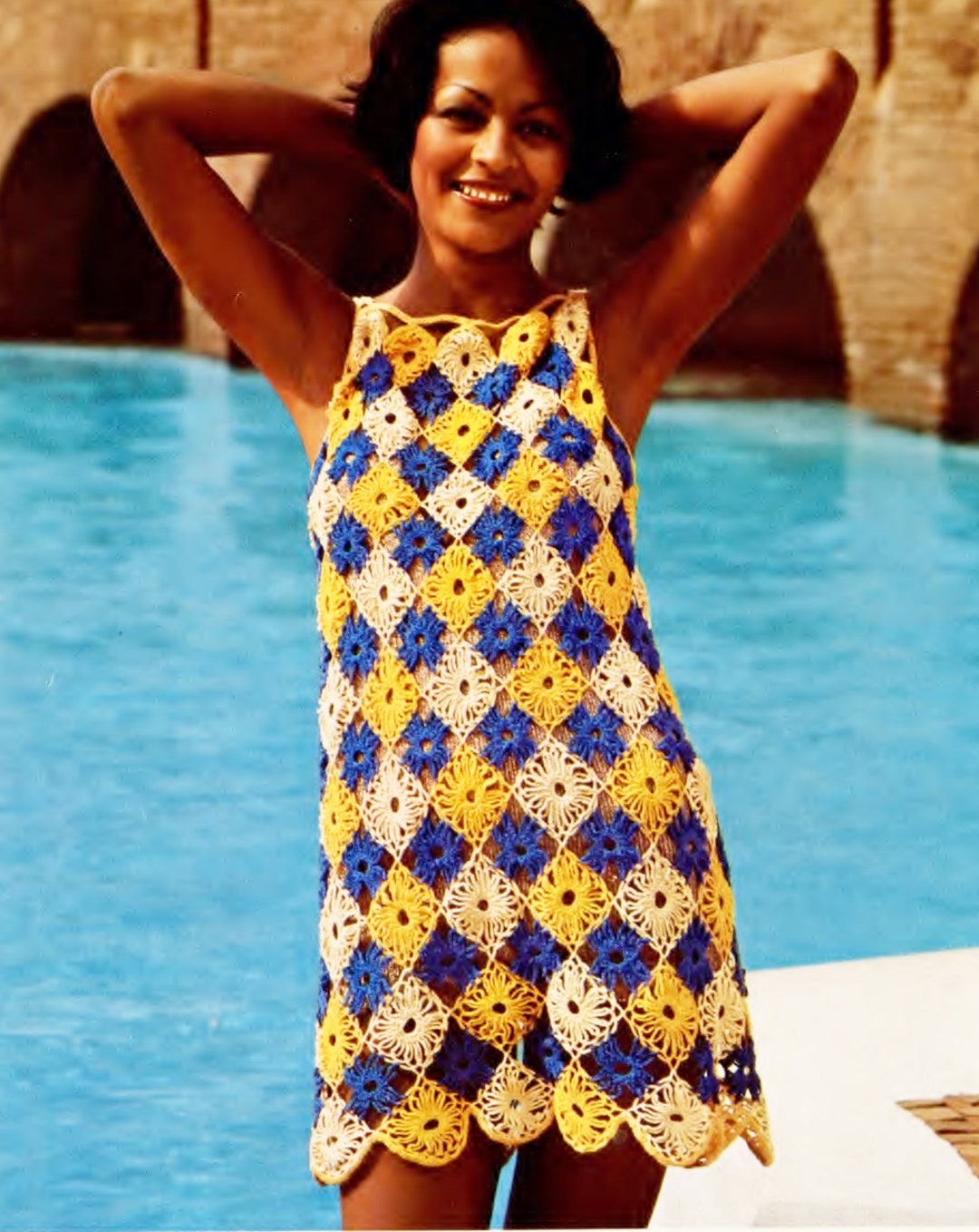 Crochet Dress, 1970's Style, Vintage Pattern, High Resolution Cleaned ...