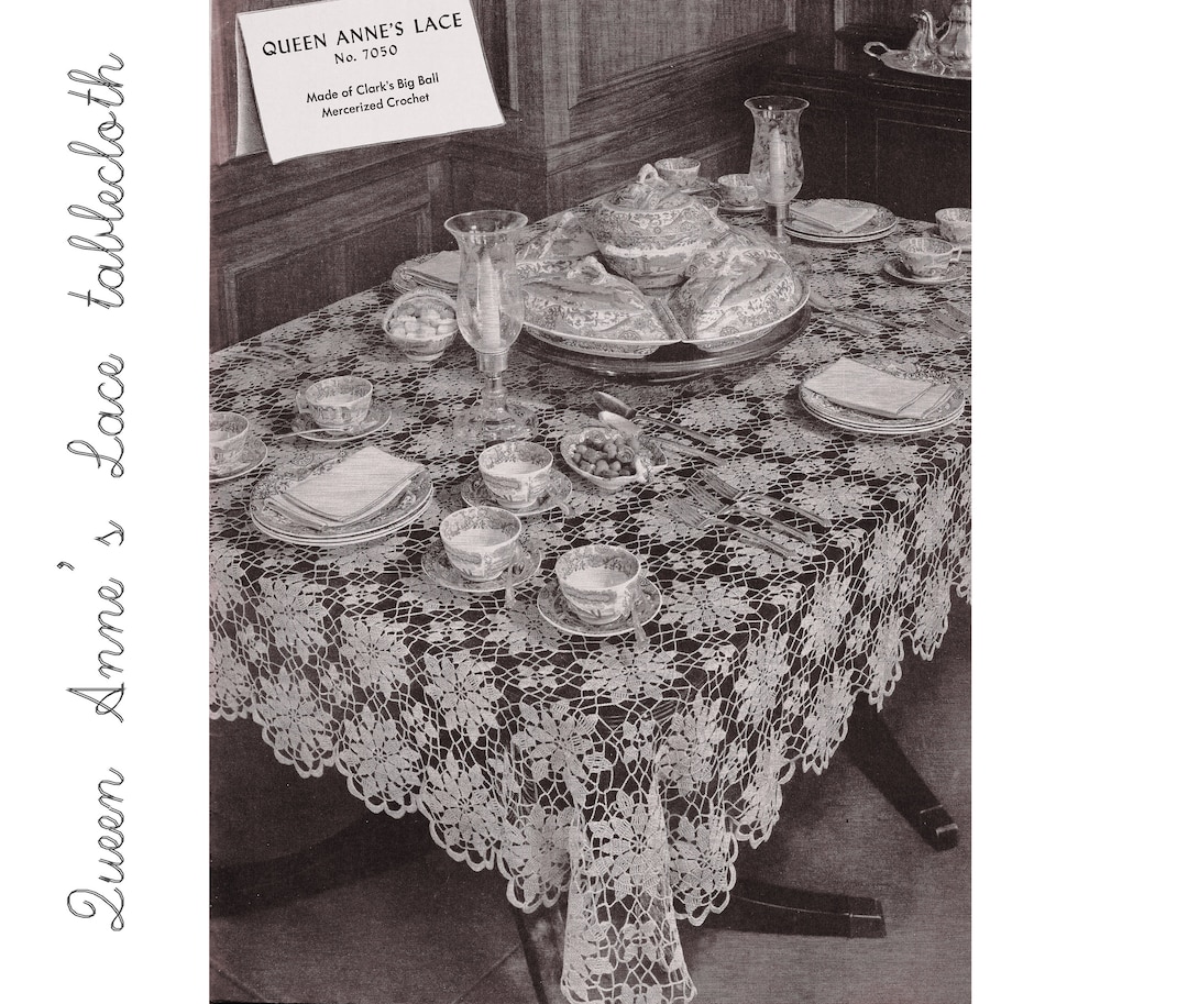 Queen Anne's Lace Vintage Rectangular Tablecloth, High Quality PDF ...