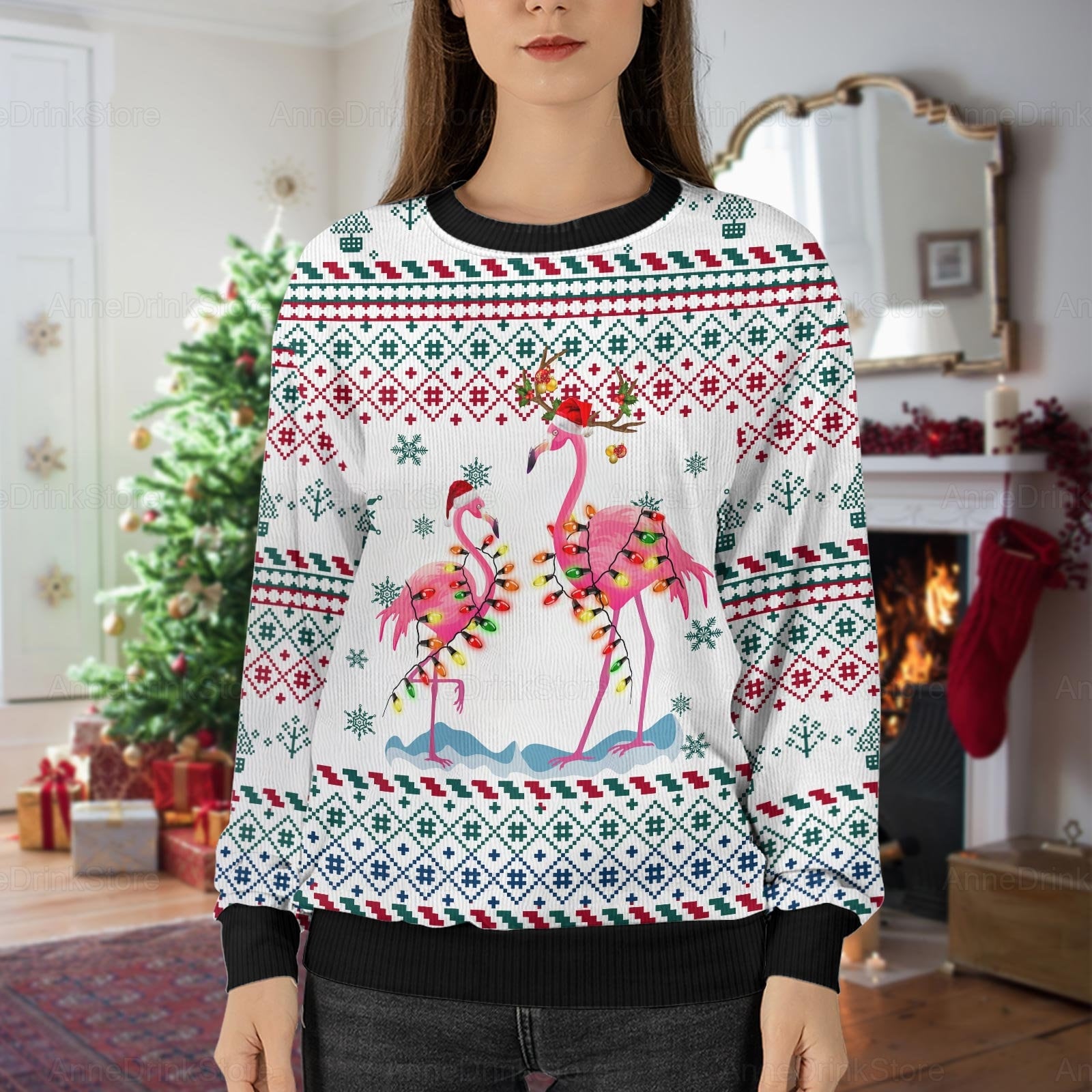 Flamingo Sweater, Christmas Sweater, Flamingo Christmas Sweater sold by ...
