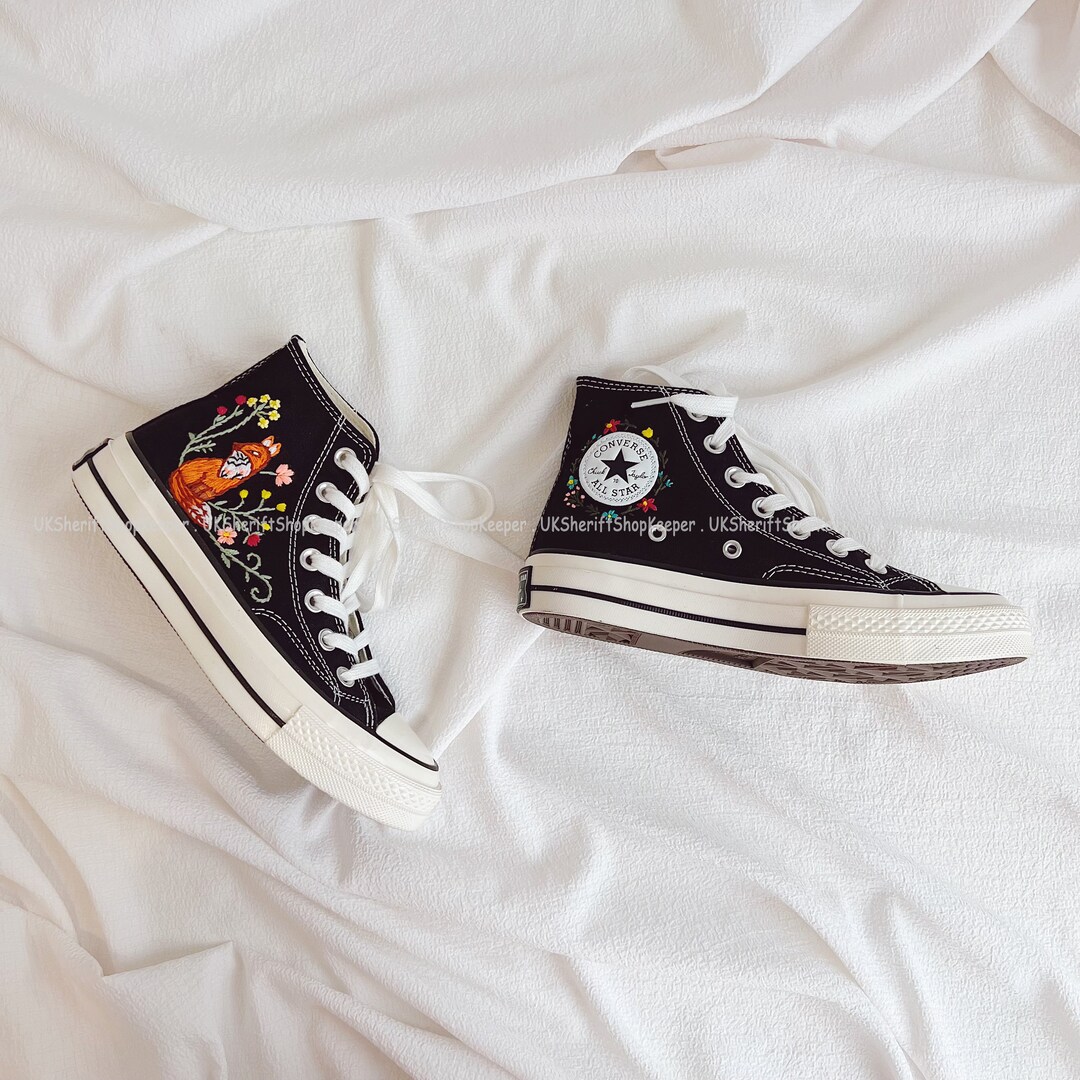 Converse Custom Fox Floral Embroidery/ Flowers Embroidered - Etsy