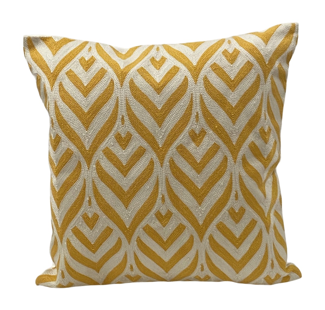Set of 2 Lemon Yellow Decorative Accent Throw Pillow Cover Woven ...
