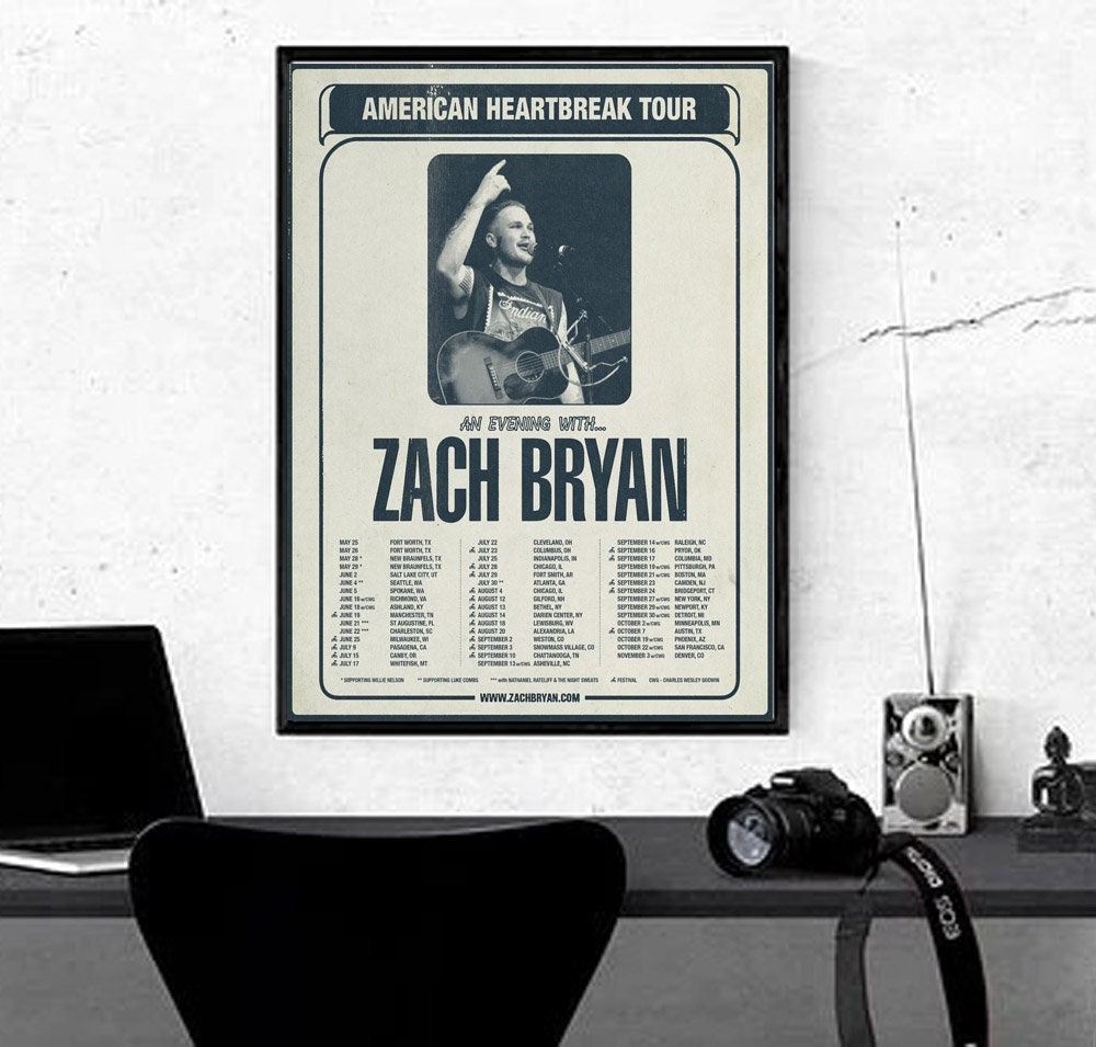 Zach- Bryan- American -Heartbreak-Tour -2022 -Poster Starting at $12.99 ...