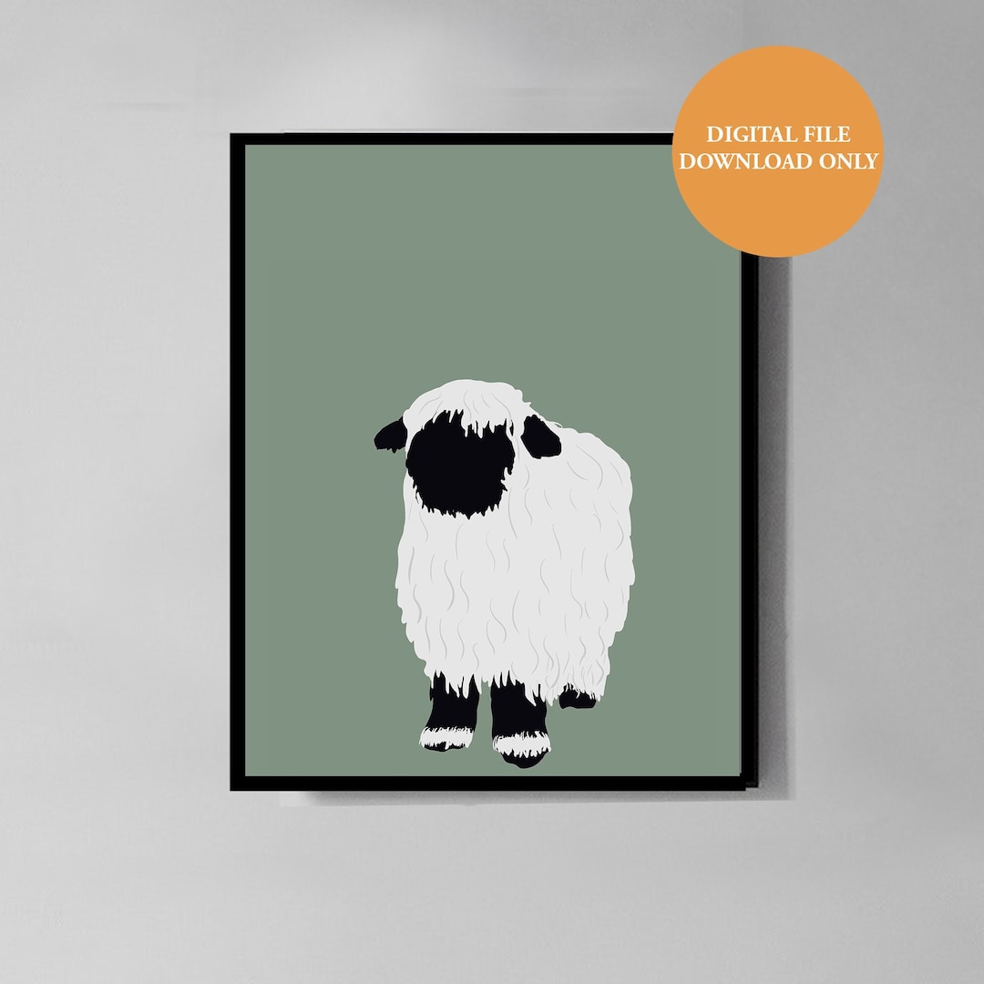 Valais Blacknose Sheep, Printable Wall Art, Art Prints, Digital ...
