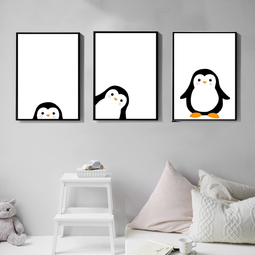 Penguin Print Set of 3, Printable Wall Art, Art Prints, Digital ...