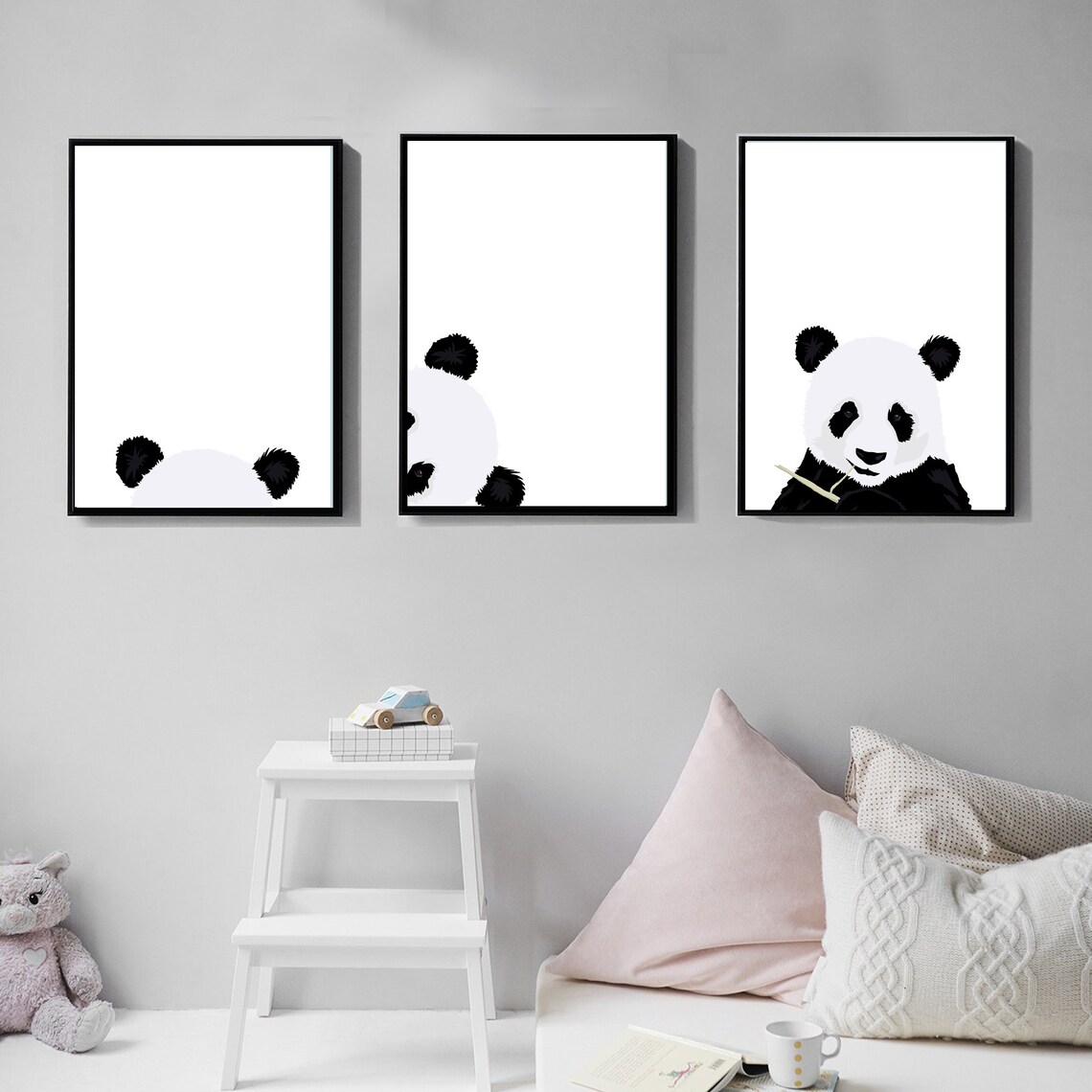 Panda print set of 3 Printable wall art Art prints Digital | Etsy