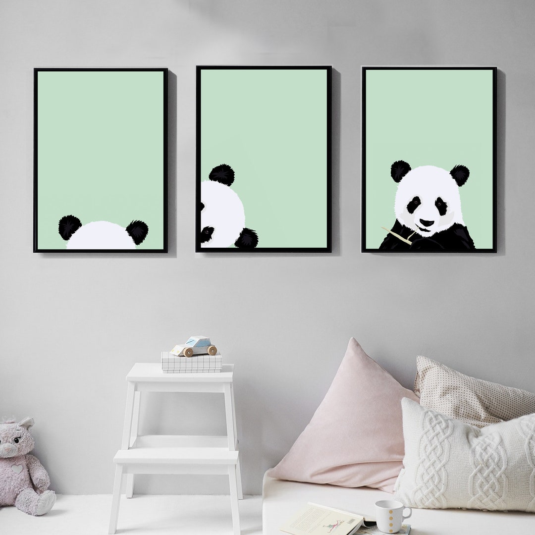 Panda Print Set of 3, Printable Wall Art, Art Prints, Digital Download ...