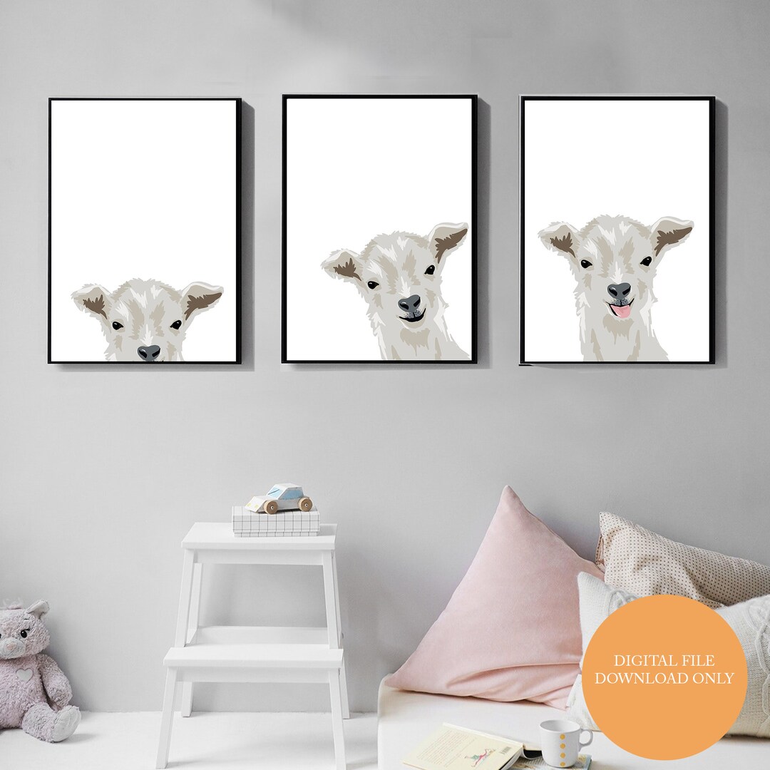 Goat Print Set of 3, Printable Wall Art, Art Prints, Digital Download ...